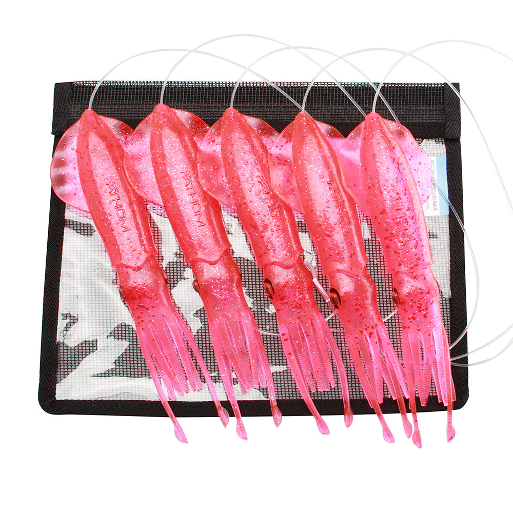 Pink Glitter Pre-Rigged Vivid Squid Chain – Fathom Offshore